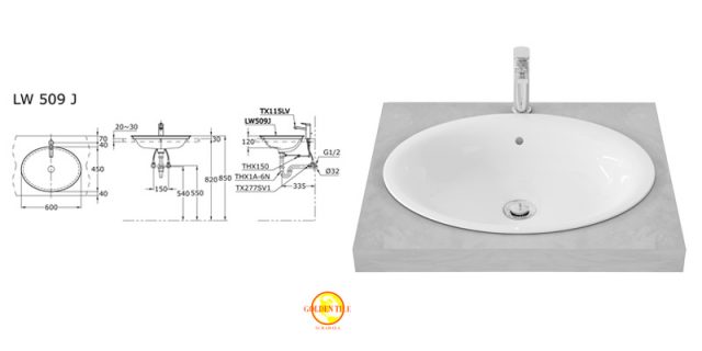 Wastafel Meja LW509J - Golden Tile Baliwerti Surabaya